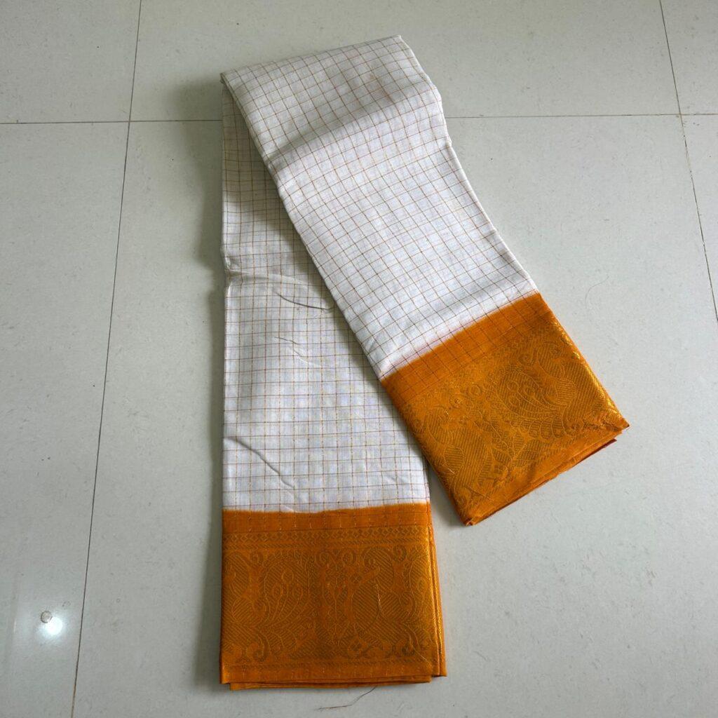 Authentic Sungudi Jari Checks Plain Saree | Prabanja